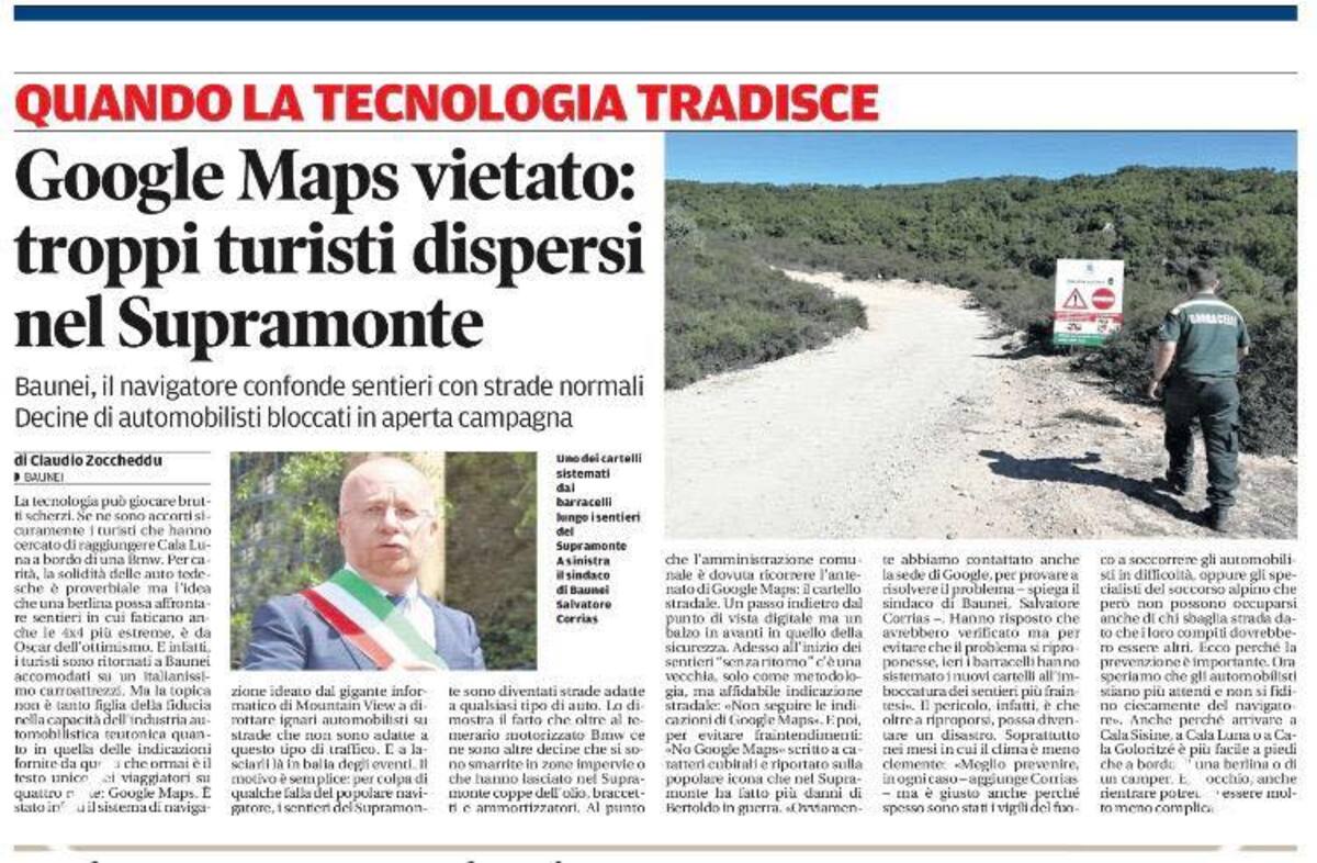 Sardegna, spuntano i cartelli anti Google Maps: «Non seguite il ...